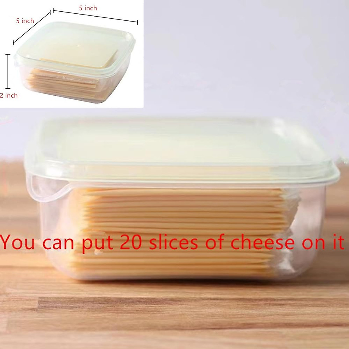 Morixkifu 2Pcs Sliced Cheese Container for Fridge, 650ml Plastic Clear Cheese Box for Fridge, Airtight Cheese Slice Holder, Food Storage Containers with Lids (2Pcs)