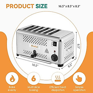 Newhai Commercial Toaster Bread Baking Machine 6 Slices 0.6 Inch Slot for Restaurant 110V
