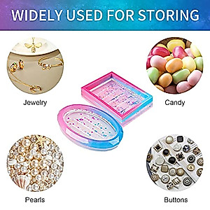 NiArt 2-Pack Faceted Oval & Rectangle Soap Dish Epoxy Resin Silicone Mold+Star Sequins Kit, Ring Dish Jewelry Tray Ashtray Candle Holder Storage Box DIY Casting Art Craft Agate Home Decoration Gift