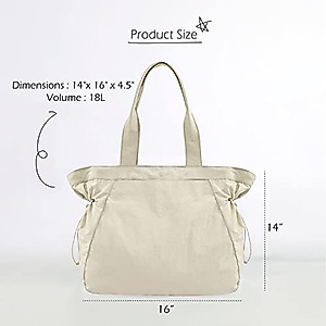 ODODOS 18L Side-Cinch Shopper Bags Lightweight Shoulder Bag Tote Handbag for Shopping Workout Beach Travel, Ivory