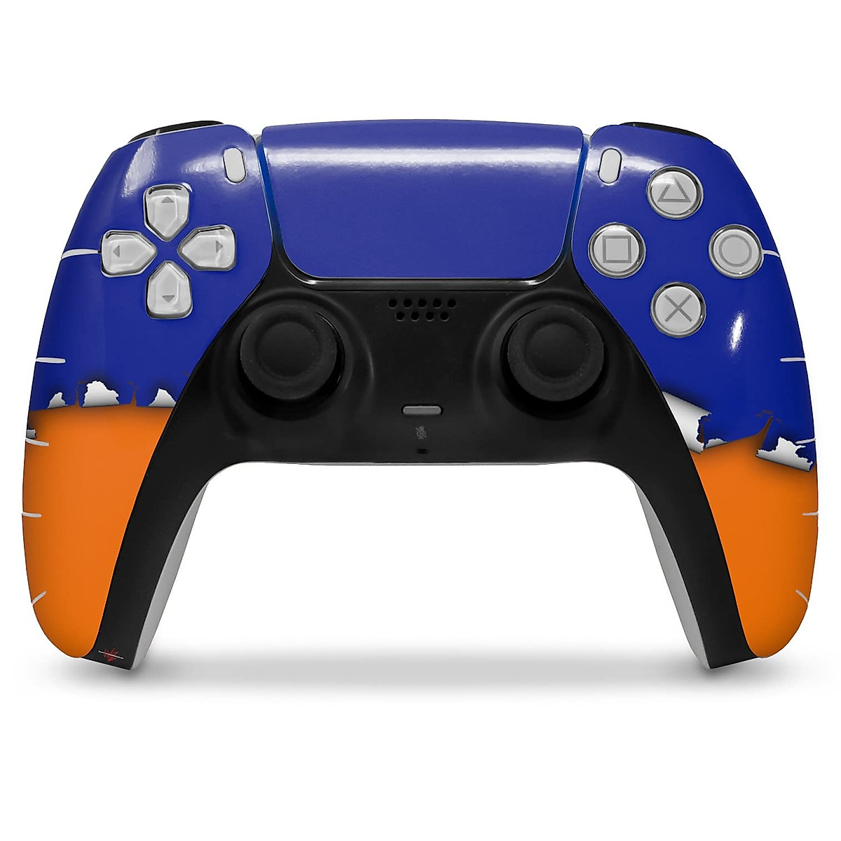 WraptorSkinz Skin Wrap compatible with Sony PS5 DualSense Controller Ripped Colors Blue Orange (CONTROLLER NOT INCLUDED)