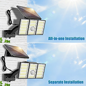 TYCOLIT 2 Packs Solar Outdoor Lights Motion Sensor,108 LED Solar Security Lights,3 Heads IP65 Waterproof Solar Flood Lights,Dusk to Dawn Outdoor Wall Light with 16.4ft Cable for Porch Patio Garden