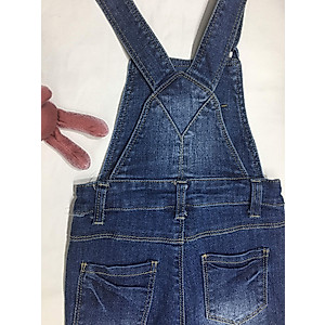 KIDSCOOL SPACE Baby Toddler Girls Snap Leg/Crotch Easy Diaper Changing Jeans Overalls,Blue,12-18 Months