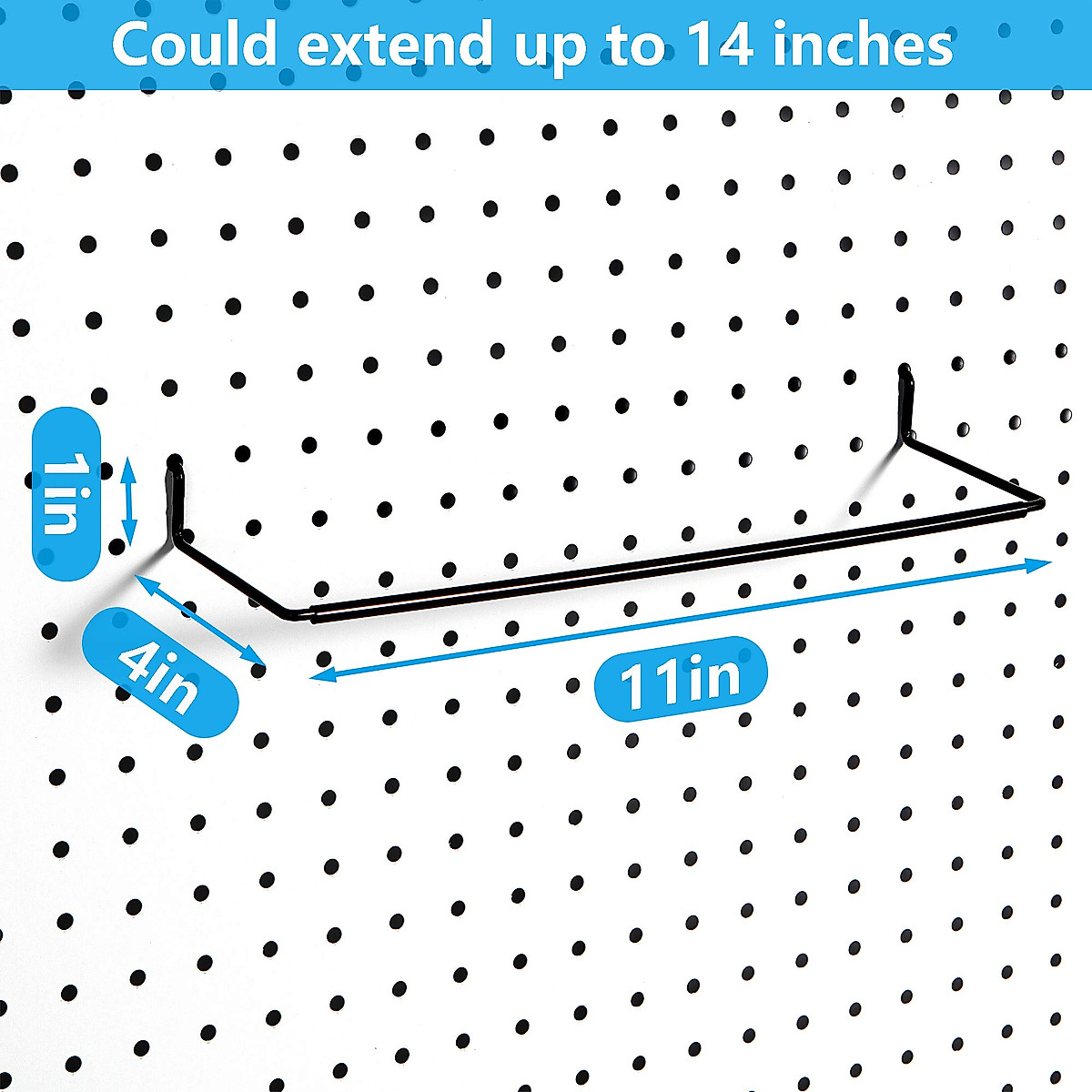 Paper Towel Holder for Pegboard, Extendable, Fit Any Standard Pegboard, 2 Packs, Black