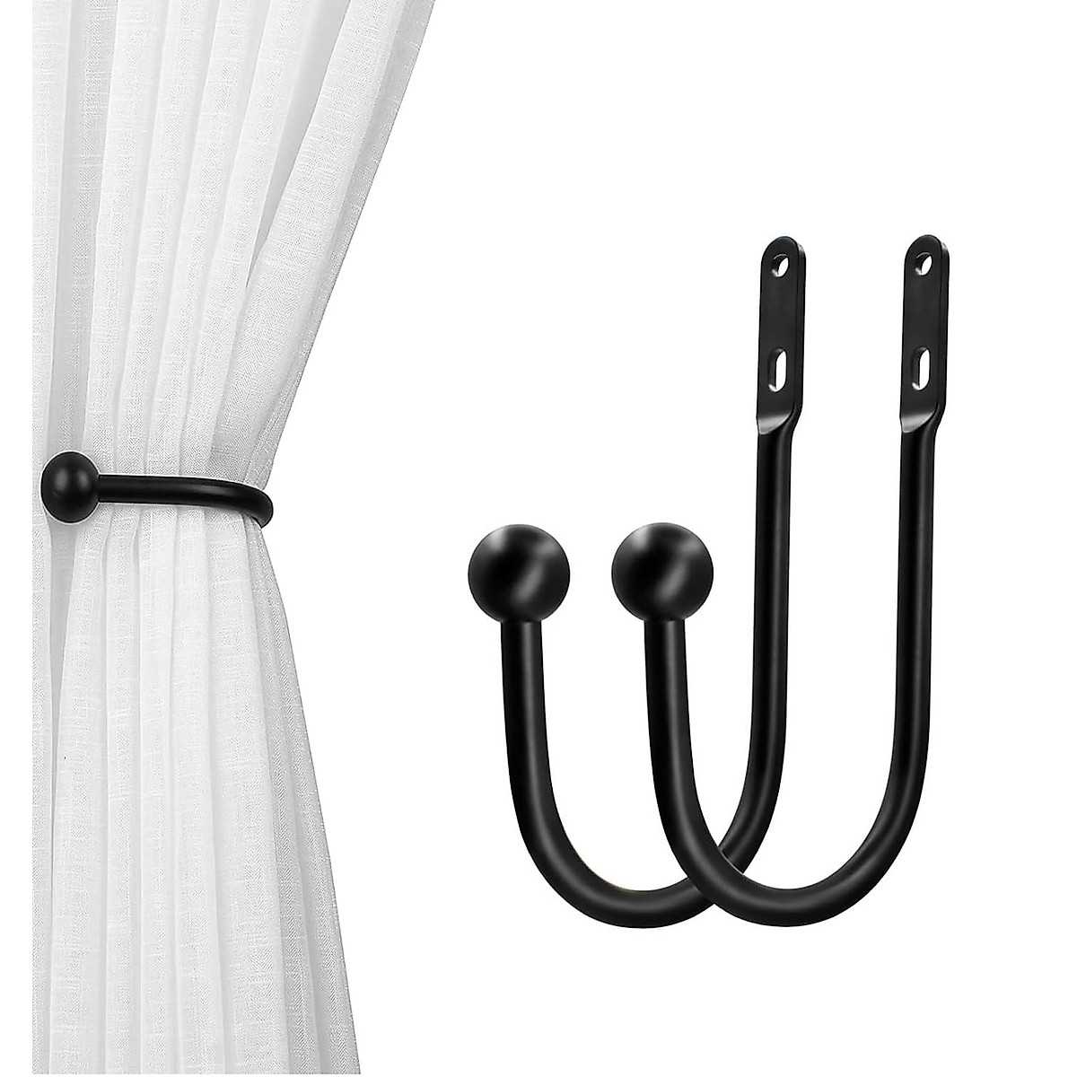 VRSS Curtain Tiebacks Drapery Holdbacks Simple Vintage Style (2pcs Black)
