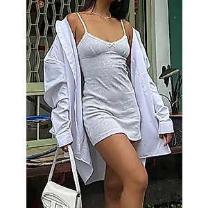 Women Y2k Floral Spaghetti Strap Short Dress Low Cut Bodycon Mini Dress Sleeveless Cami Dress Summer Streetwear G-Blue