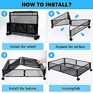 Under Bed Storage with Wheels, 2 Pack Foldable Under Bed Shoe Storage Containers Drawer Underbed Rolling Storage Organizer for Clothes Toys Shoes