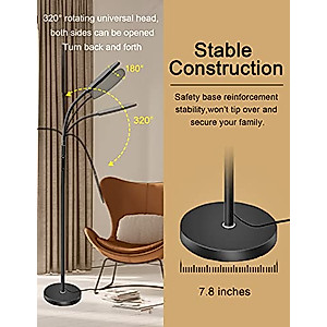 Modern LED Floor Lamp Bright 18W sofa reading Lamps Estheticians' Light for Lash Extensions,Dimmable Modern Standing Light,Adjustable Gooseneck Task Lighting for Living Room Bedroom Office