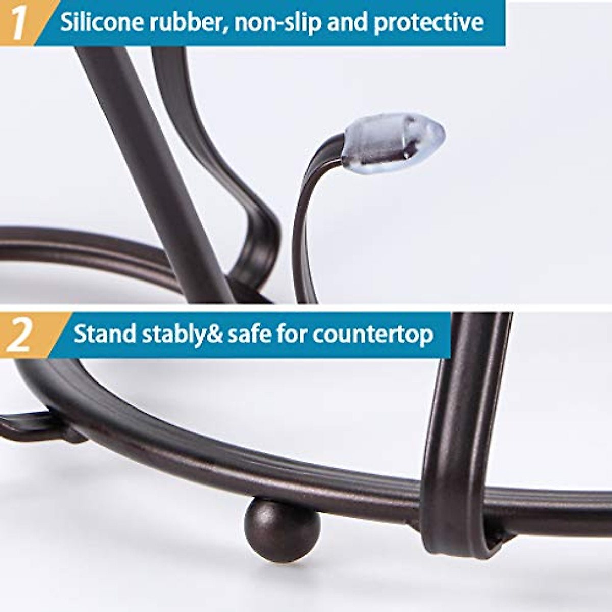 Skelang 2-Pack Cup Drying Rack, Cup Drying Stand with 6 Silicone Protective Hooks, Metal Cup Mug Organizer, Countertop Cup Holder for Bottle, Glass, Mug (Black Coffee)