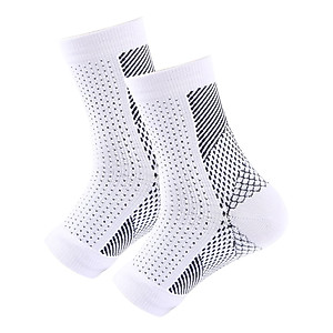 Ankle Brace Compression Sleeves, Relieves Achilles Tendonitis, Joint Pain. Plantar Fasciitis Relief Socks with Foot Arch Support Reduces Swelling & Heel Spur Pain. Injury Recovery for Sports White S/M