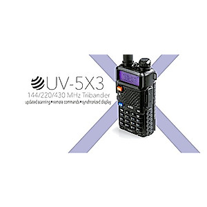 BTECH UV-5X3 5 Watt Tri-Band Radio : VHF, 1.25M, UHF, Amateur (Ham), Includes Dual Band Antenna, 220 Antenna, Earpiece, Charger, and More Two-Way Radio