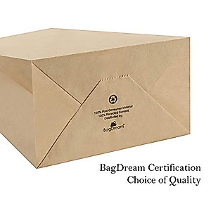 BagDream Brown Paper Lunch Bags Bread Bags 12lb 7x4.5x13.75 Inches 50Pcs Kraft Paper Bags, Paper Snack Bags Bread Bags, 100% Recycled Kraft Lunch Bags
