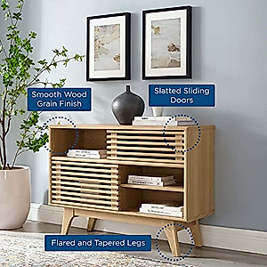 Modway Render Mid-Century Modern Two-Tier Display Stand in Oak
