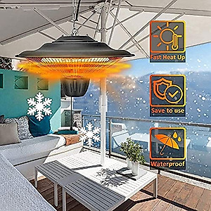 WLL-DP Electric Patio Heater, Ceiling Hanging Space Heater, Freestanding Silent Heater, 3 Power Settings, for Indoor Outdoor Yard Garden, 2000W