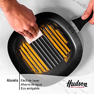 HUDSON Grill pan Aluminium with black non-Stick 10 in, Dishwasher Safe
