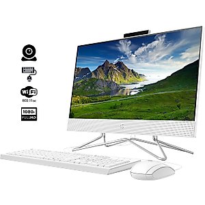 HP 2022 Newest All-in-One Desktop, 21.5" FHD Display, Intel Celeron J4025 Processor, 8GB RAM, 256GB PCIe SSD, Webcam, HDMI, RJ-45, Wired Keyboard&Mouse, WiFi, Windows 11 Home, White