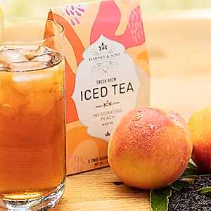 Harney & Sons Fresh Brew Peach Iced Tea, 3 count box, Makes 6 Quarts of Iced Tea