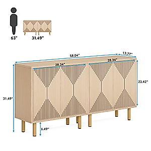 LITTLE TREE Sideboard Buffet Modern Storage Cabinet with Doors Brown