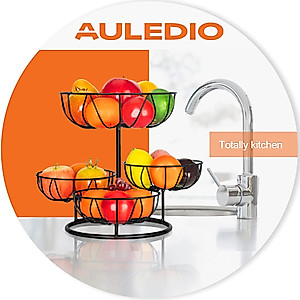 Auledio 4-Tier Countertop Fruit Basket Bowl Vegetables Storage Holder,Black