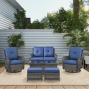 Belord Outdoor Loveseat Small Patio Furniture 2 Seater Sofa Brown Wicker Couch Rattan Settee for Single-Family House