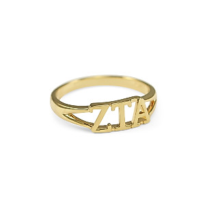 The Collegiate Standard Zeta Tau Alpha 14k Gold Plated Sorority Ring with Greek letters (5.0)