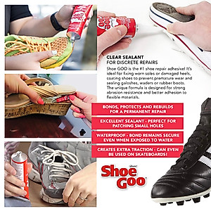 Shoe Goo Repair Adhesive for Fixing Worn Shoes or Boots, Clear, 3.7 Ounce (109.4mL), 10 Snip Tip Applicator Tips and Pixiss Spreader Tools Set.