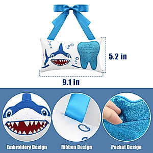 Malihome Tooth Fairy Pillow with Pocket for Girls and Boys Kids Tooth Pillow Toothfairy Gifts Tooth Keepsake Pouch 8.6 x 4.8 inches (for Boys)