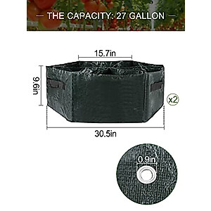 2 Pack 27 Gallon PE Fabric Raised Garden Planter Bed- Sturdy 6 Divided Grids Raised Vegetable Grow Bags with Handles & Drainage Holes Durable Hexagon Potato Tomato Planting Grow Pot for Plants Flower