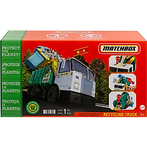 Matchbox 15-inch Recycling Truck, Lights & Sounds, Toy Cards for Kids Made from 80% ISCC-Certified Plastic* (*Mass Balance Approach)
