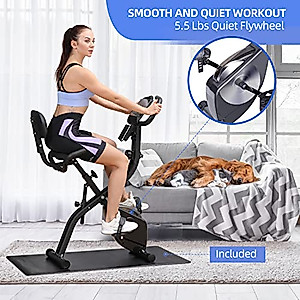 Foldable Exercise Bike, Sportneer 2023 New Version 3 in 1 Resistance Stationary Bike with 16 Level Magnetic, Indoor Cycling Bike with PVC Floor Mat, Folding Workout Bike, Versatile LCD Screen, Heart Rate Grip