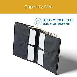 Allett Original Wallet, Onyx Black | Leather, Slim, Minimalist | RFID Blocking, Ultra Thin Bifold, Front Pocket | Holds 4-24+ Cards, Bills, Receipts | Wallets for Men & Women | Made in the USA