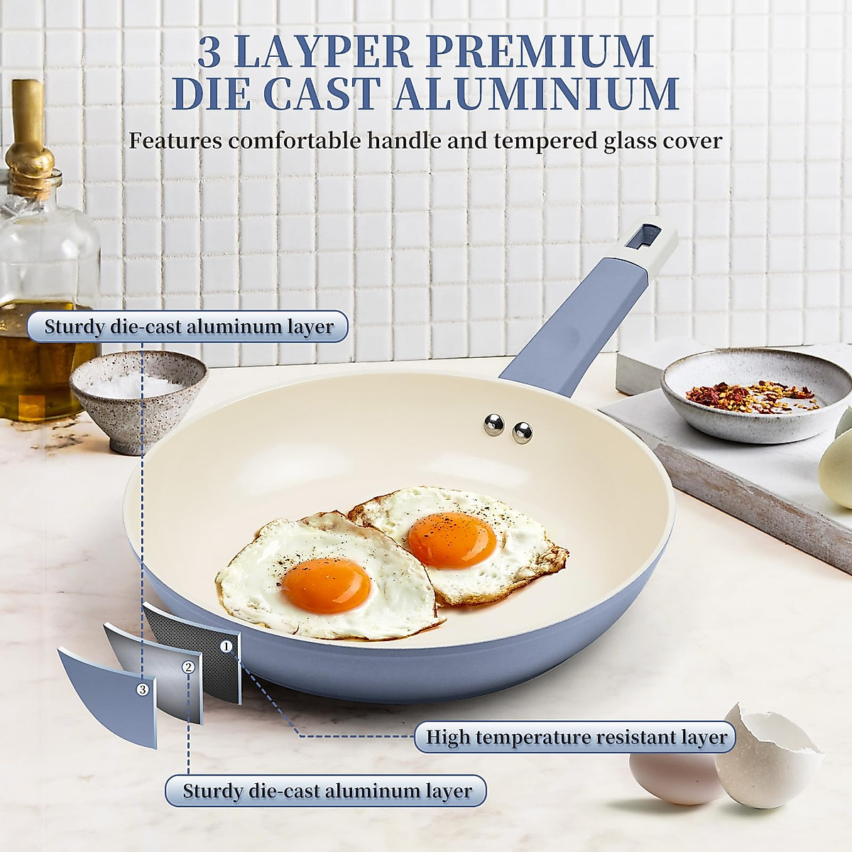 Pots and Pans Set Nonstick,7 Piece Cookware Set with Handle,Ceramic Nonstick Frying Pan & Saucepan & Stockpot,Dishwasher/Oven Safe,PFAS/PFOA Free(Blue Grey)