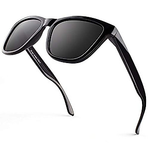 LINVO Classic Black Polarized Sunglasses for Men Dark Driving Shades UV Protection MSO7