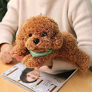 KIRIGAMI Dog Stuffed Animal, Golden Doodle Puppy Plush Toy with Realist Weighted Soft Dog Stuffed Gift for Kids，11 inches (Brown Color)