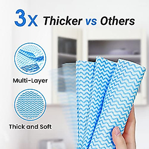elinnee Reusable Cleaning Cloths Dish Paper Towels, Domestic Cleaning Towels, Multipurpose Quick-Dry Rag Dish Cloths Heavy Duty Handy Wipes for Kitchen 25 Count 14.2"X15.7", Blue
