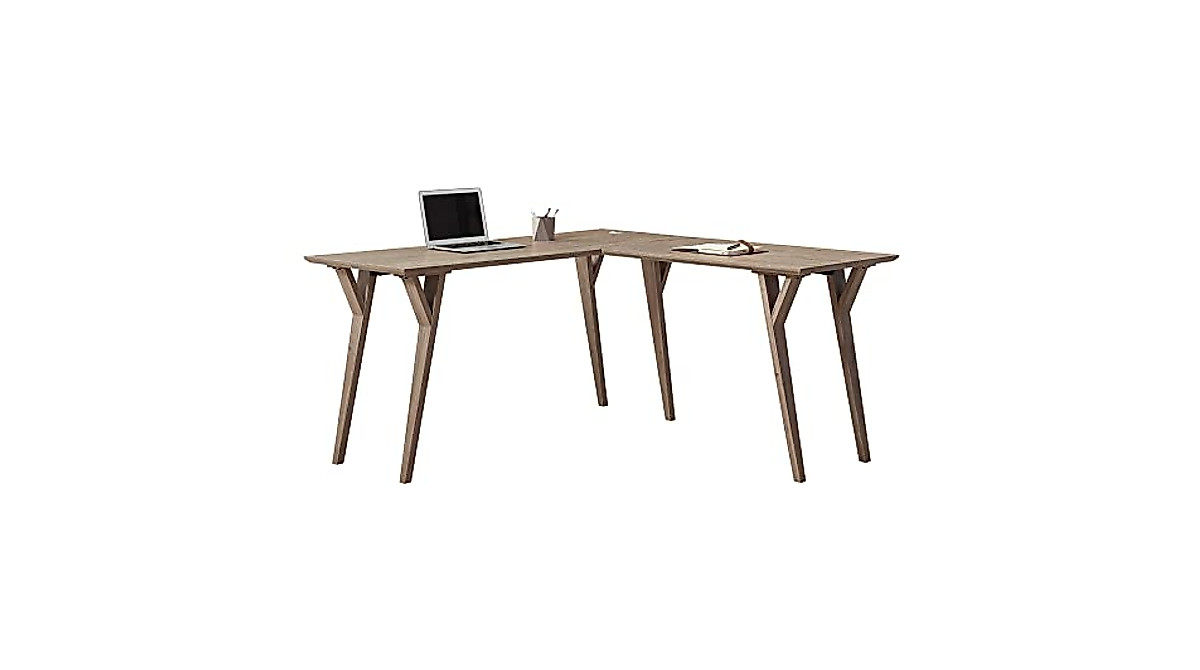 Realspace Trezza 62" Light Oak L-Shaped Desk for Home