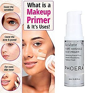 2 Pack PHOERA Face Primer,Magical Perfecting Base Face Mattifying Primer Anti-Aging WrinklesShrink Pore Remove Fine Lines Exfoliating Anti-Oxidation.(6Ml)