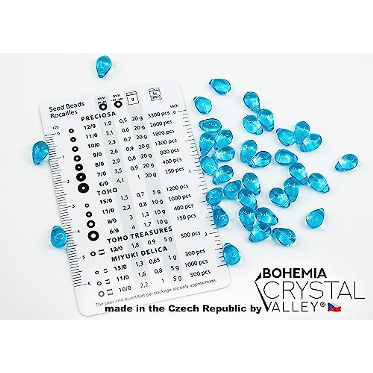 Teardrop Glass Beads for Jewelry Making Set - 120+ Bead Kit of 6x9mm Pendant Drop Beads in 4 Bright Distinct Colors: Blue, Red, Olive Green, Half Silver