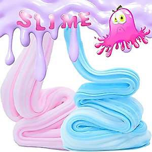 5 Pack Butter Slime,Pink Strawberry, Blue Ice Cream, Coffee Cotten Candy Slime with Dual Colors, Super Soft and Non-Sticky, Birthday Gifts for Girl and Boys
