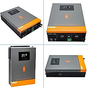 3600W Off-Grid Solar Inverter 24V All-in-one Hybrid Inverter Sine Wave Inverter Built-in 80A Controller for Home RV Shed Off-Grid System Support Utility/Generator/Solar Charge Lead-Acid Lithium