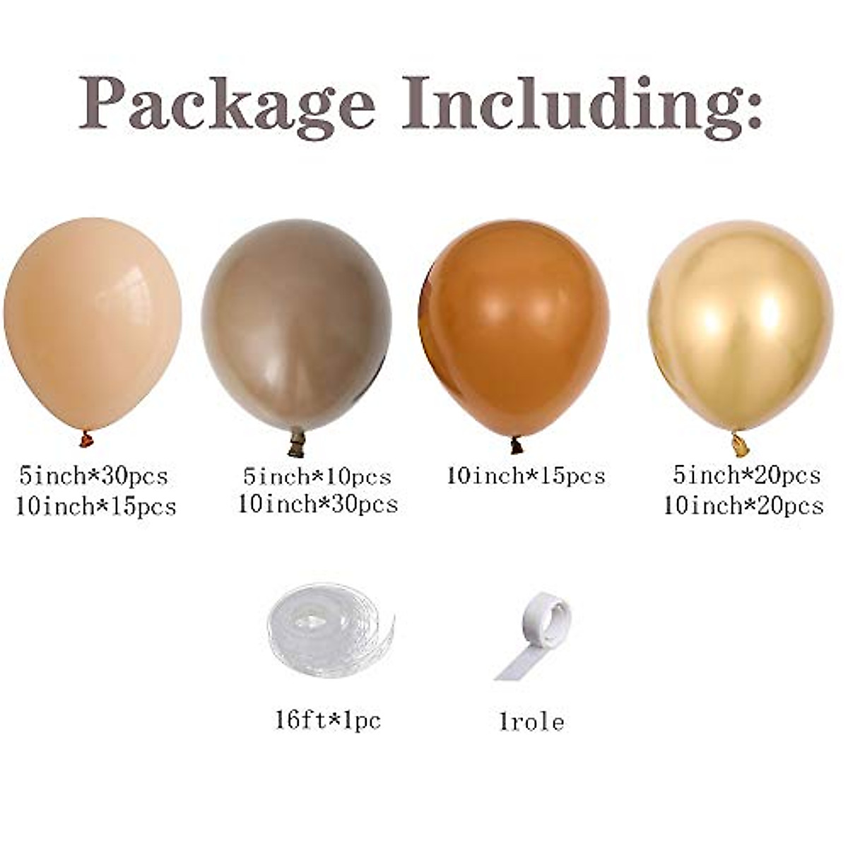 GIHOO Baby Shower Decoration 140Pcs Coffee Brown Balloon Arch Garland Kit Chrome Gold Latex Balloons for Bear Themed Birthday Neutral Wild One 1st Birthday Backdrop Party