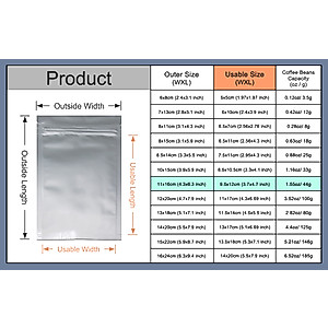 MITOB Flat Mylar Bags Zipper Lock Foil Bag 4 Mil Silver for Zip Food Storage Lock Resealable Aluminum Mylar Pouch Heat Sealable with Tear Notch (100, 4.3x6.3 inch)