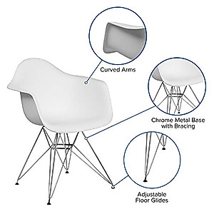 Flash Furniture Alonza Series White Plastic Chair with Chrome Base