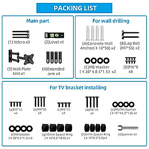 HOME VISION Full Motion TV Monitor Wall Mount Extend up to 21.9", Ball Joint 360° Rotation Swivel Tilt TV Mount for Most 17-42inch 4K LED LCD Flat Curved Screen TV, Max VESA 200x200mm