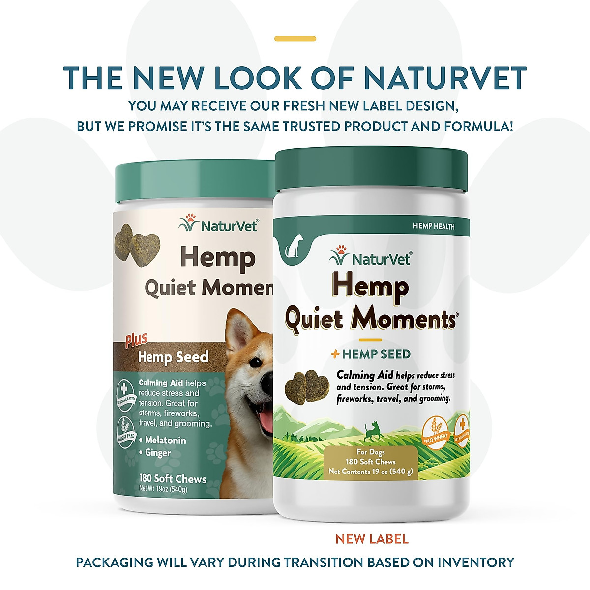 NaturVet Quiet Moments Calming Aid Dog Supplement, Helps Promote Relaxation, Reduce Stress, Storm Anxiety, Motion Sickness for Dogs (Quiet Moments Plus Hemp, 180 Soft Chews)