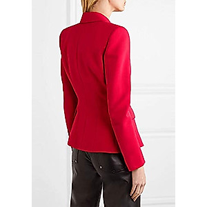 chouyatou Women's Vintage Double Breasted Slim Fit Dress Suit Blazer Jacket (Large, Red)