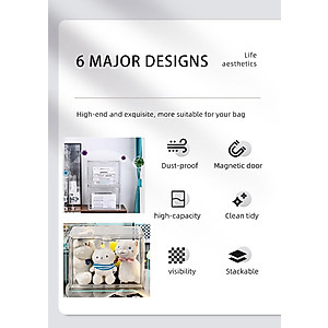 KAHIOE 1 Pack Transparent Storage Box Handbag Display Magnetic Organizer for Shoes, Book, Cosmetic, Toys, Dolls Hat, Handmade, Snack Container (1 PACK)