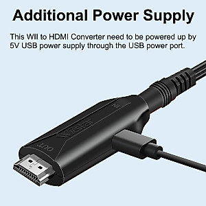 Wii to HDMI 1M(3.2FT) Cable Converter,1080P/ 720P Wii HDMI Adapter Output Video Audio Wii HDMI Converter Supports All Wii Display Modes, NTSC .Compatible with Wii, Wii U, HDTV
