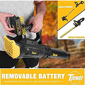 TECCPO Cordless Leaf Blower 20V, Turbine Fan, 85MPH 310CFM Air Volume, Dual Speed Adjustment, 2.0AH Lithium Battery- TDAB02G