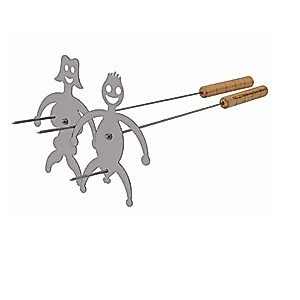 Women Men Shaped Funny Stainless Steel Barbecue Forks，Novelty Barbecue BBQ Tools, Barbecue Forks Accessories for Campfire, Bonfire and Grill,with Sticks Hot Dog Barbecue Fork (Men + Women